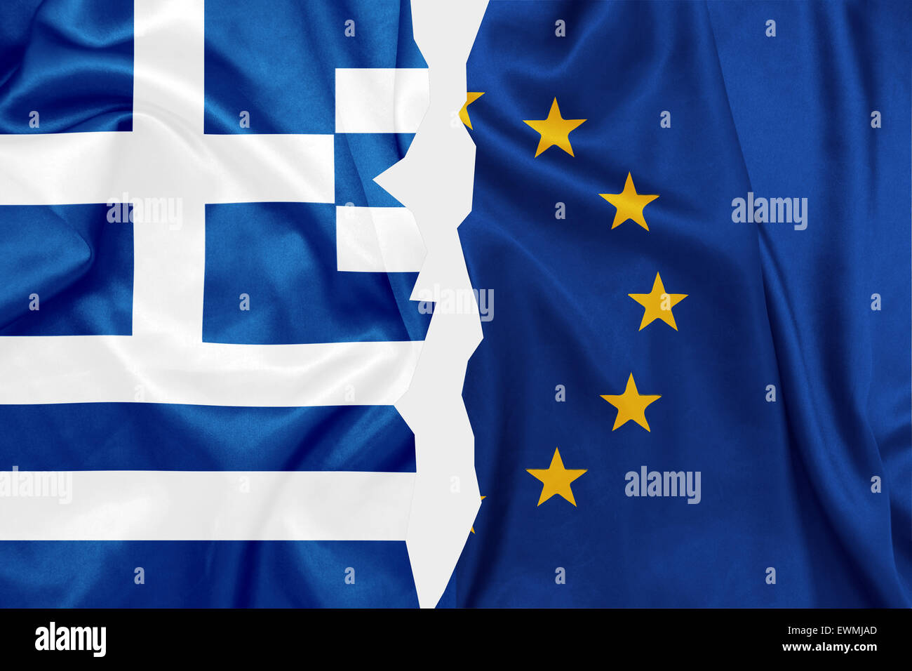 Greece and E.U flags on silk texture Stock Photo - Alamy