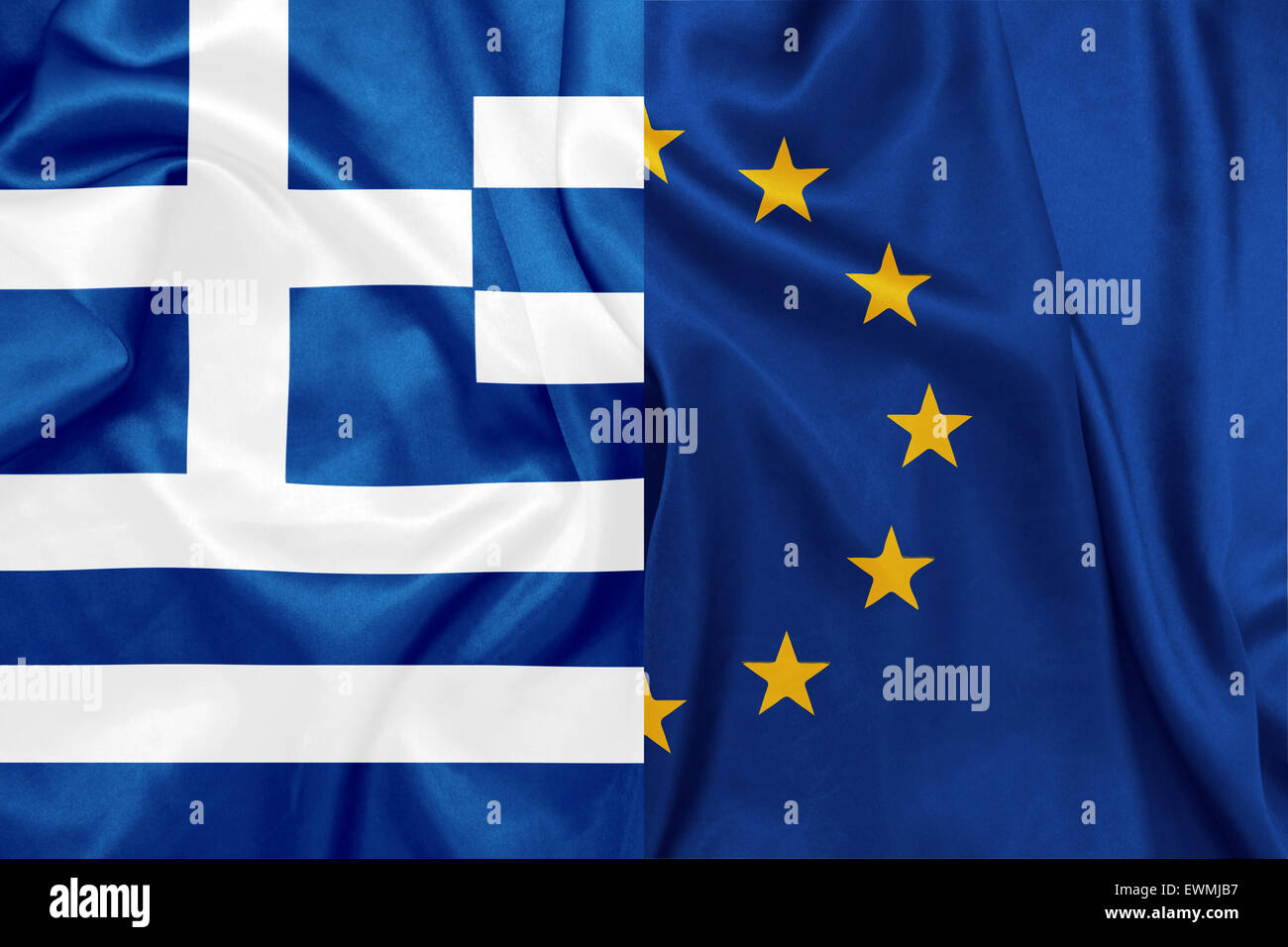 Greece and E.U flags on silk texture Stock Photo - Alamy
