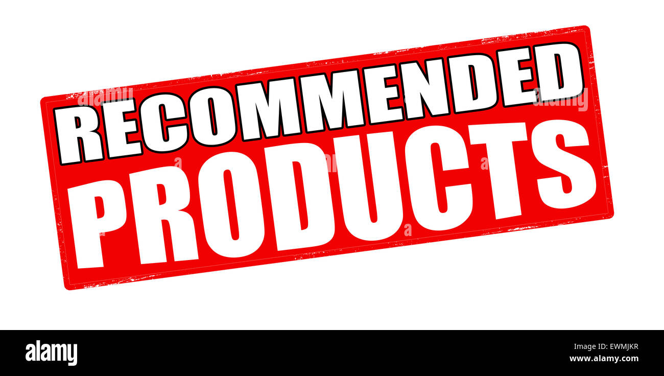 Stamp with text recommended products inside, illustration Stock Photo ...