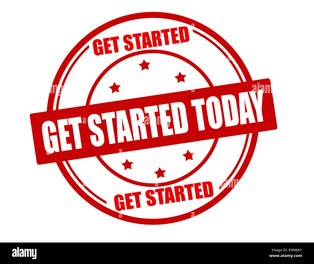 Stamp with text get started today inside, illustration Stock Photo - Alamy