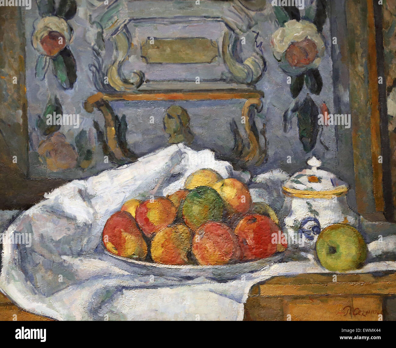 Paul Cezanne (1839-1906). French painter. Dish of Apples, 1876-77. Oil ...