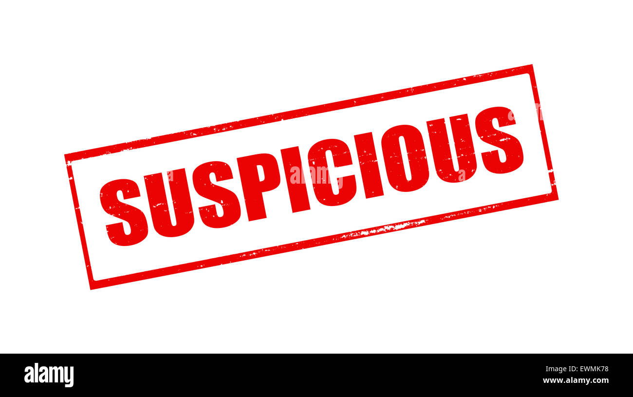 Stamp with word suspicious inside, illustration Stock Photo - Alamy