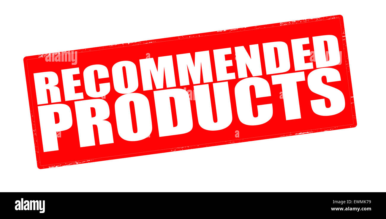 Stamp with text recommended products inside, illustration Stock Photo ...
