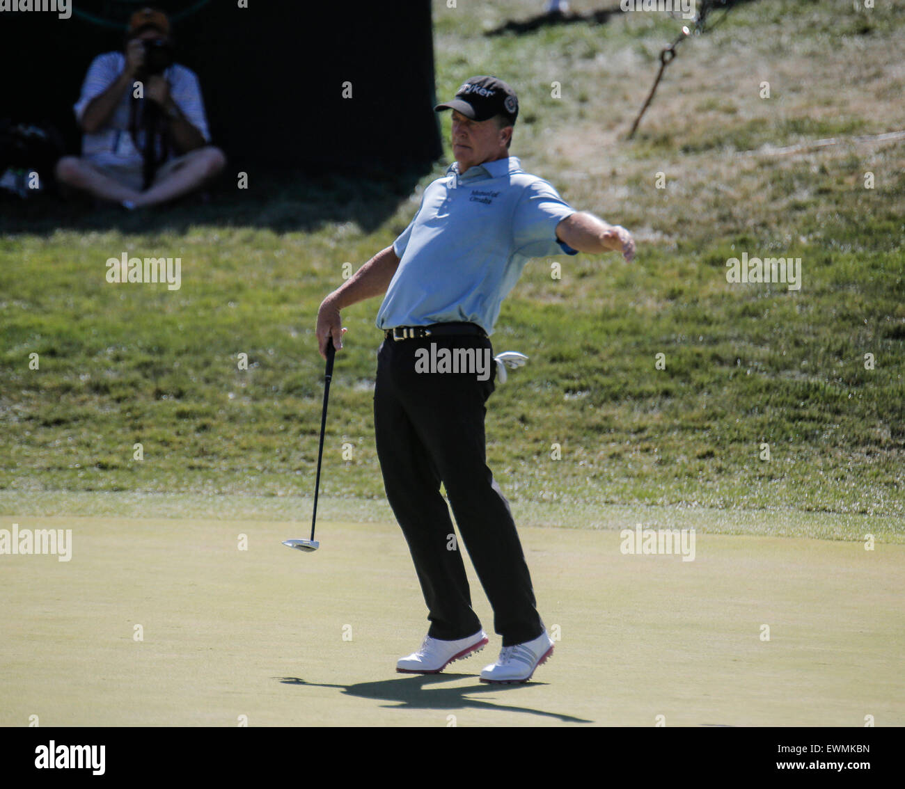 Sacramento, CA. 28th June, 2015. Fred Funk reaction after missing a ...