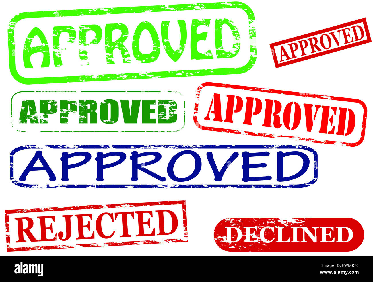 Set of stamps with different words inside, illustration Stock Photo - Alamy