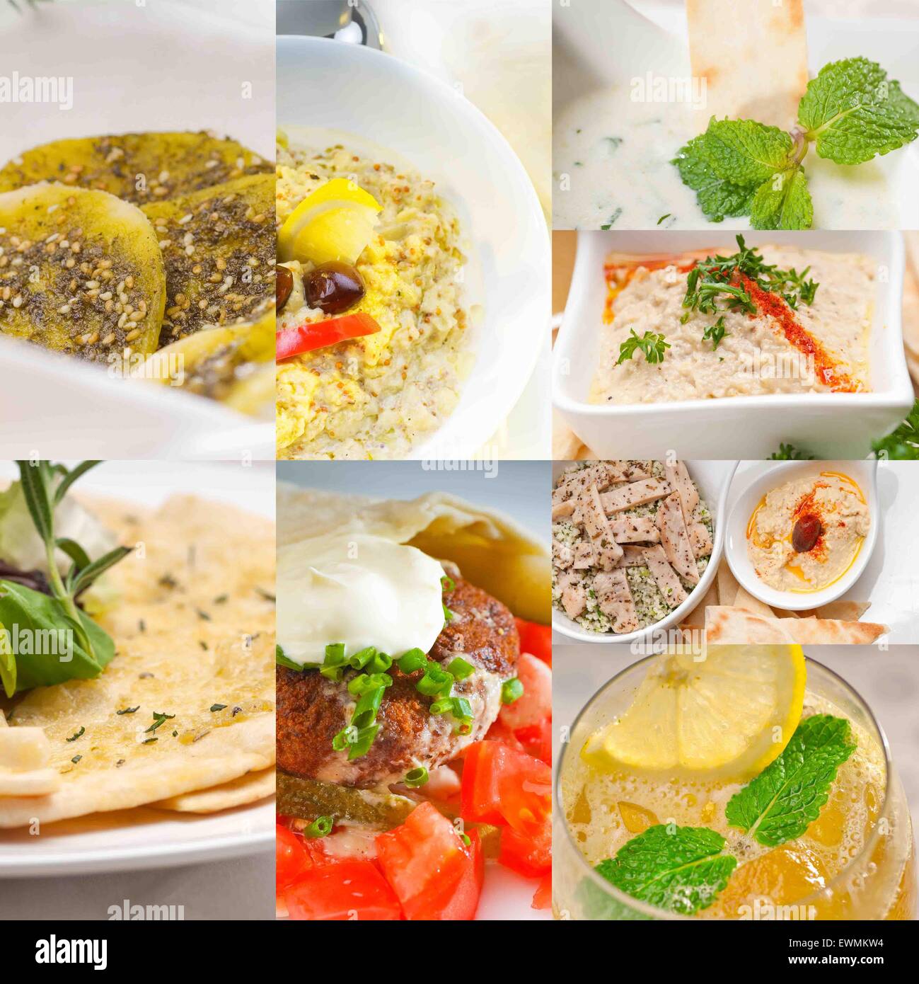 Arab middle eastern food collage collection on white frame Stock Photo ...