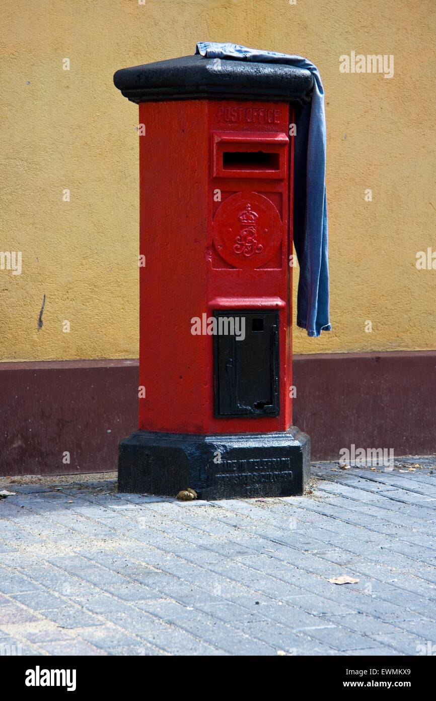red old letter box in galle, sri lanka Stock Photo - Alamy