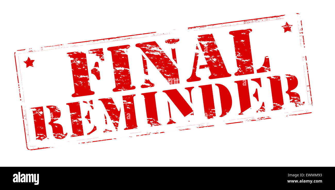 Rubber stamp with text final reminder inside, illustration Stock Photo ...