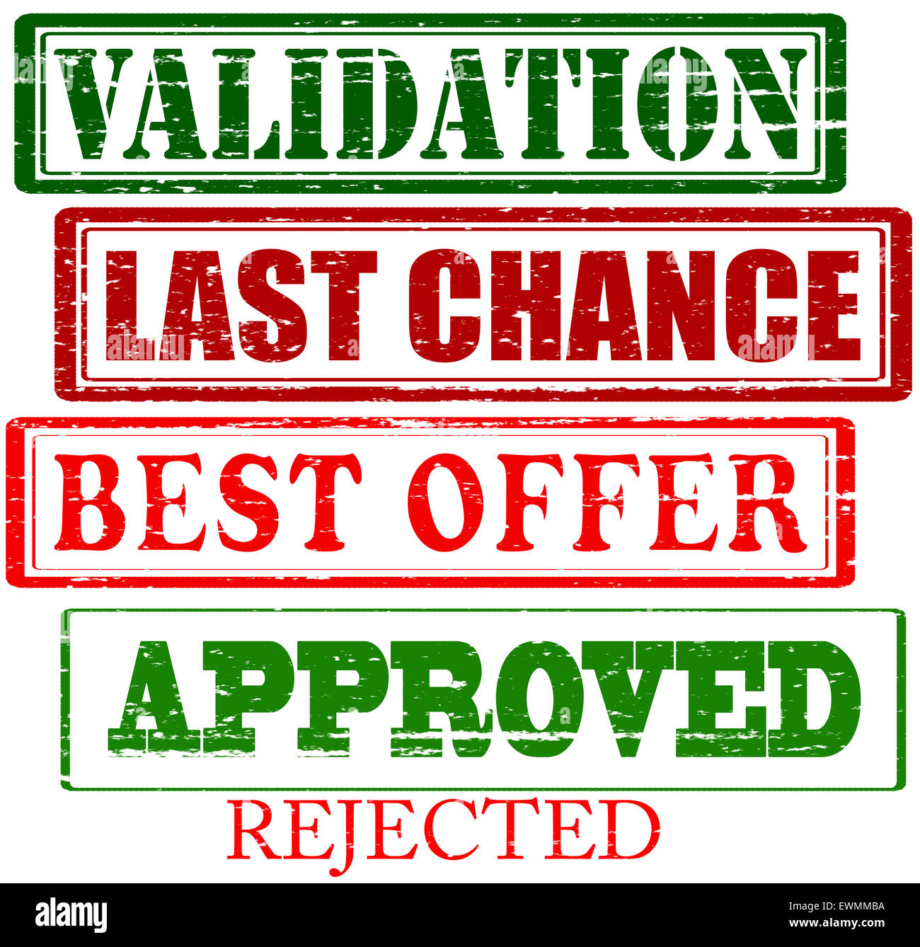 Set of stamps with different text inside, illustration Stock Photo - Alamy