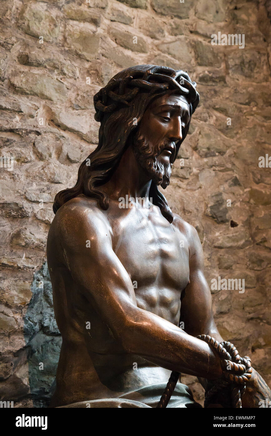 Wooden statue of Christ inside the Basilica of the Holy Blood in Bruges ...