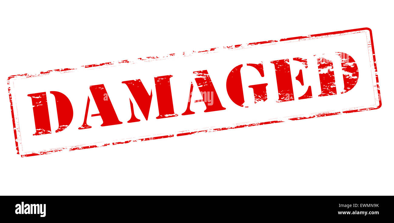 Rubber stamp with word damaged inside, illustration Stock Photo - Alamy