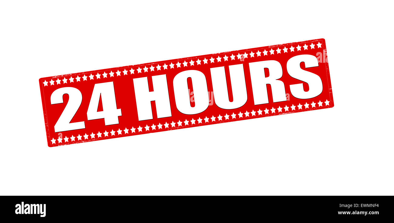 Rubber stamp with text twenty four hours inside, illustration Stock ...