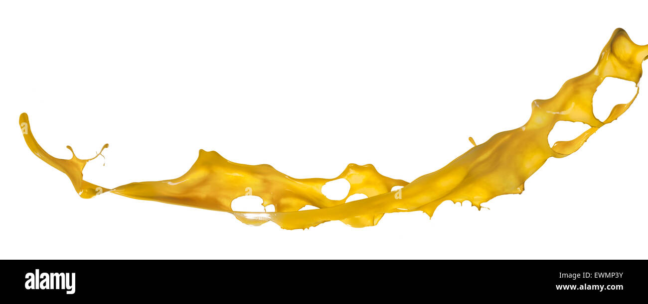 splashes of yellow paint isolated on white background Stock Photo - Alamy
