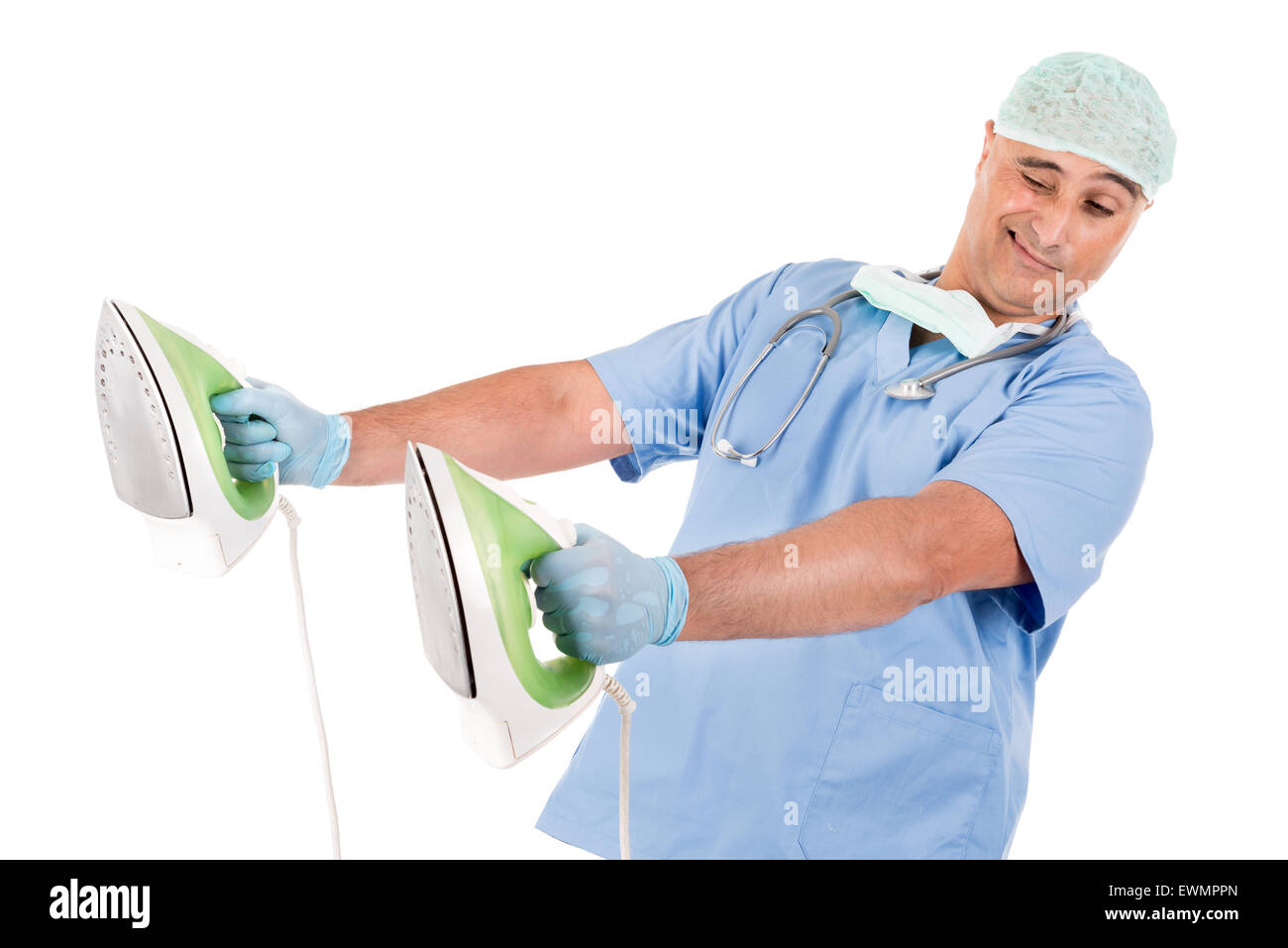 doctor with iron ready for defibrillation Stock Photo - Alamy