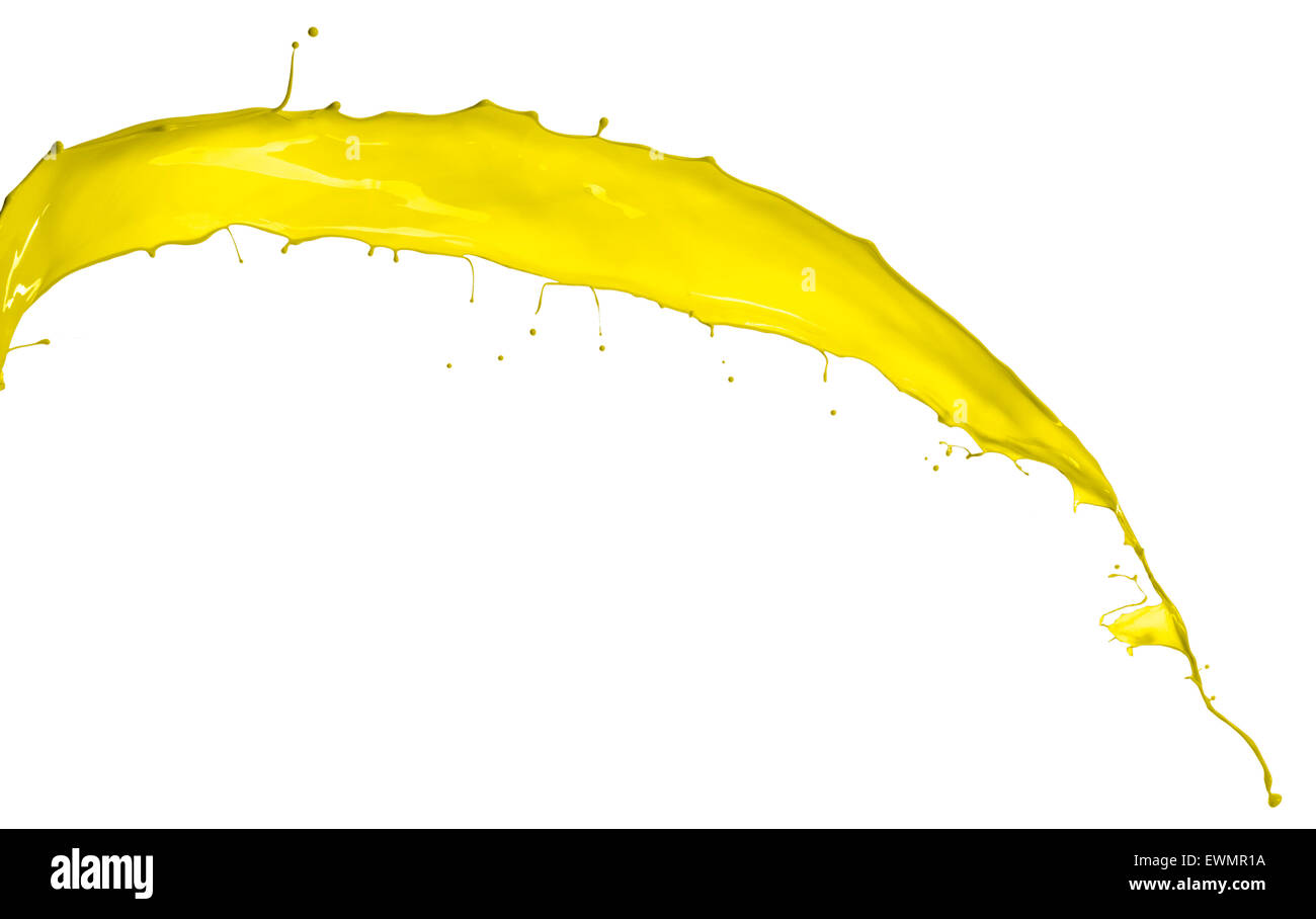 splendid yellow paint splash isolated on white background Stock Photo ...