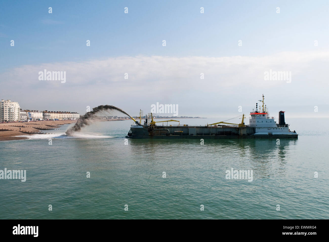 The Trailing Suction Hopper Dredger Sospan Dau performing beach ...