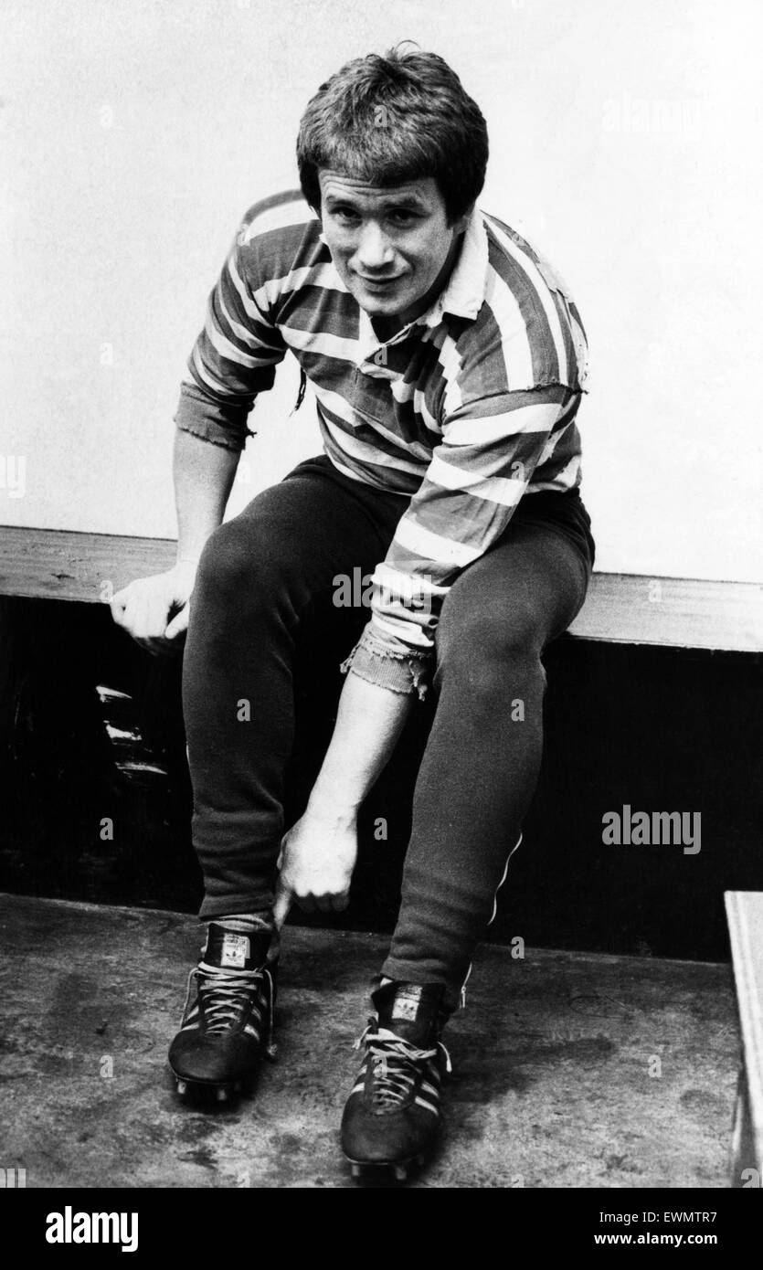 Alan Tovey, rugby player with Ebbw Vale RFC, pictured putting his shoes ...