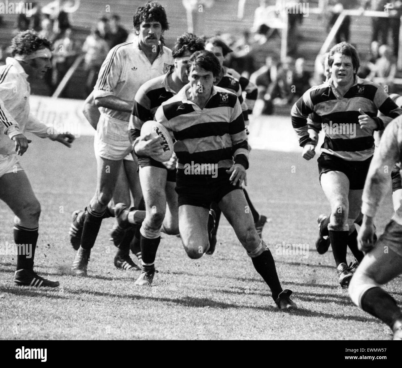 Cardiff full back Paul Rees on one of his gap-making bursts against ...