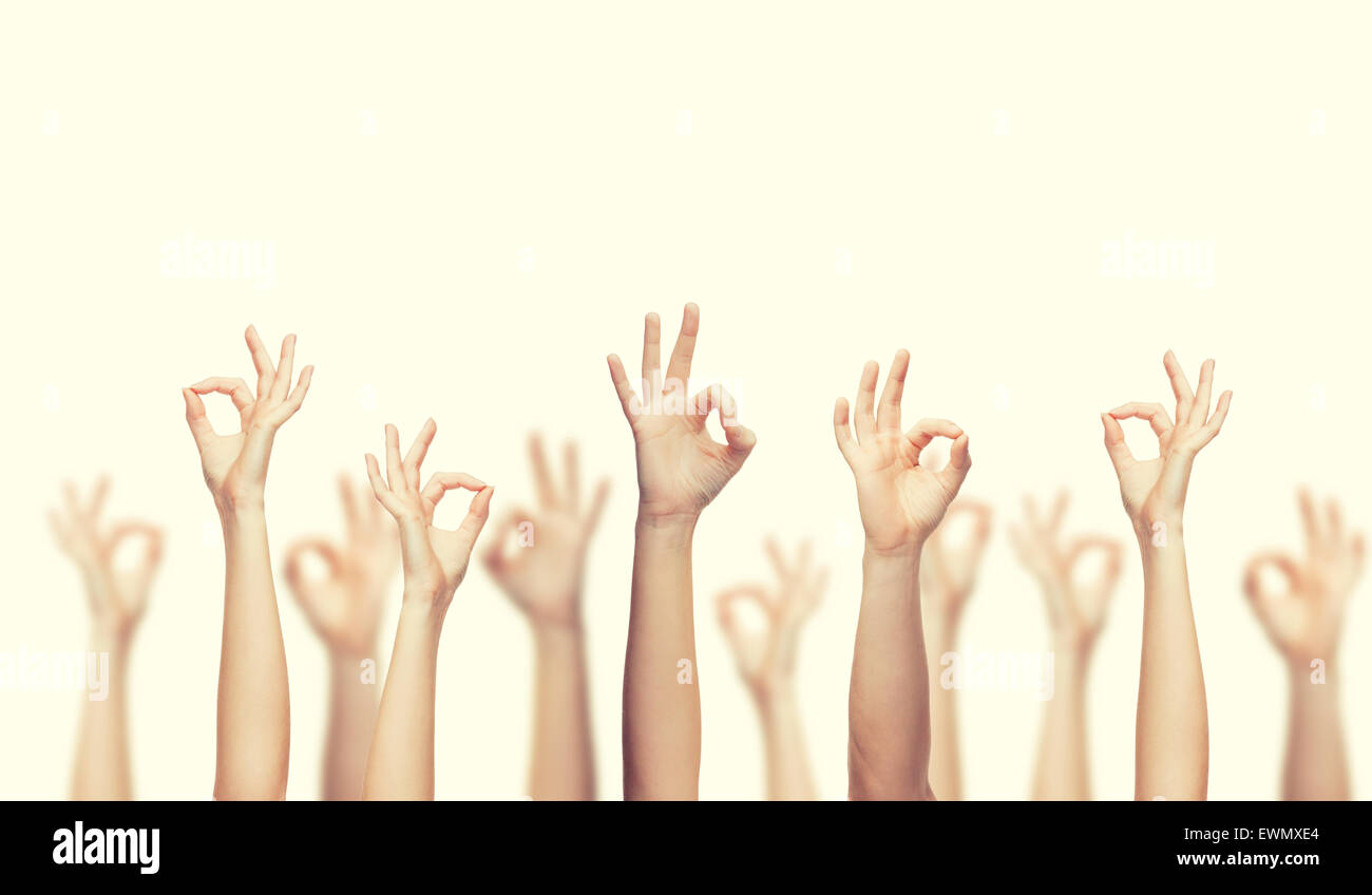 Woman showing ok sign finger hi-res stock photography and images - Alamy