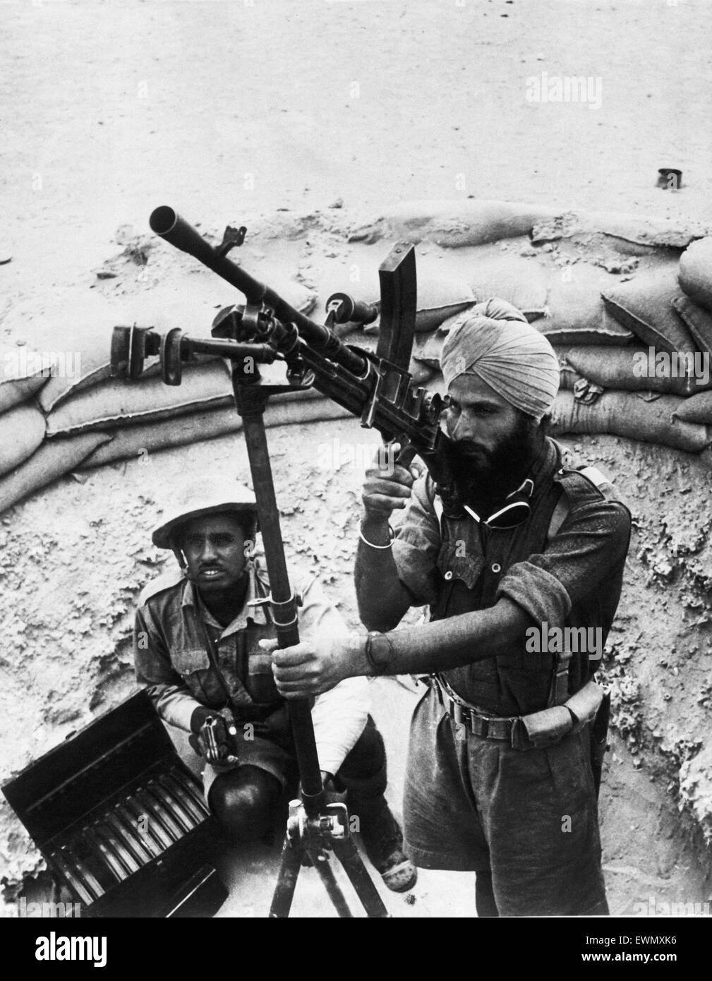 WW2 Indian soldier, in the Western Desert, on anti-aircraft duty with a ...