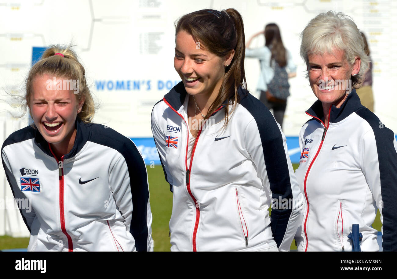 Ali Collins and Jodie Burrage, members of the British girls' tennis ...