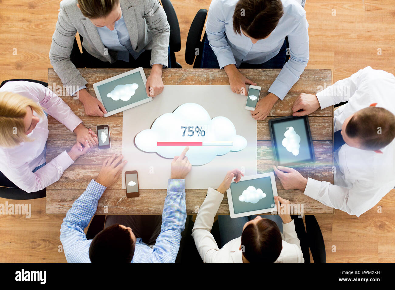 business team with computers cloud computing Stock Photo - Alamy