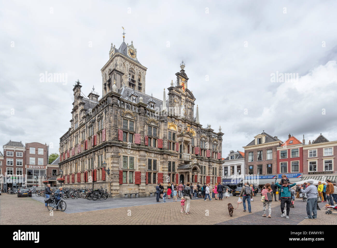 The City Hall in Delft, a Renaissance style building on the Markt ...
