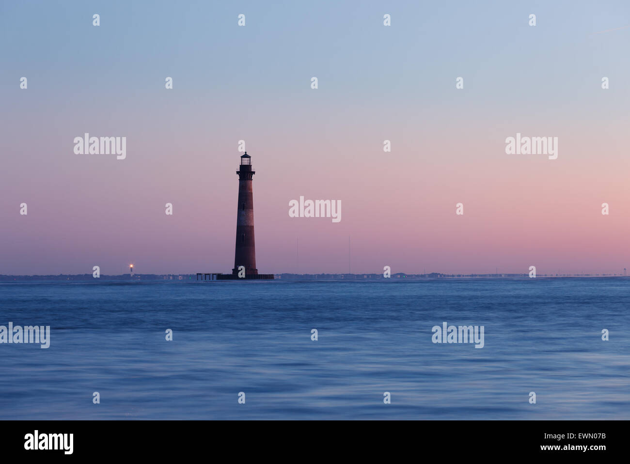 Morris Island Lighthouse at sunrise, South Carolina, USA Stock Photo ...