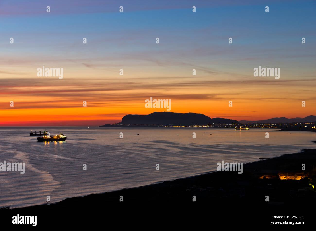 Aerial view of sunrise at Palermo harbor, Sicily Stock Photo - Alamy