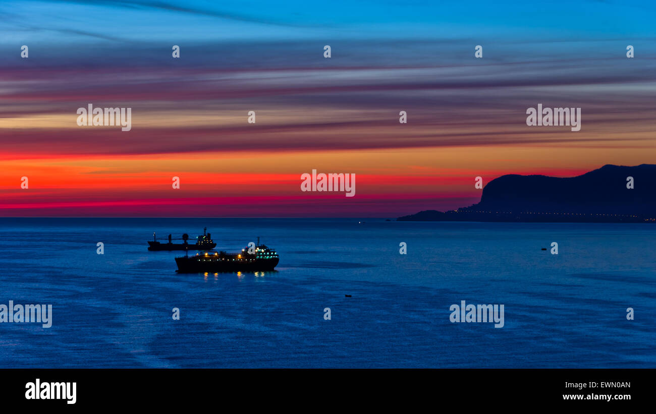 Aerial view of sunrise at Palermo harbor, Sicily Stock Photo - Alamy