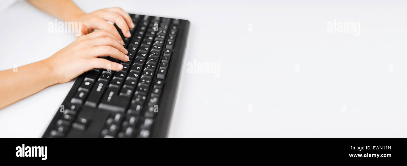 student girls hands typing on keyboard Stock Photo - Alamy