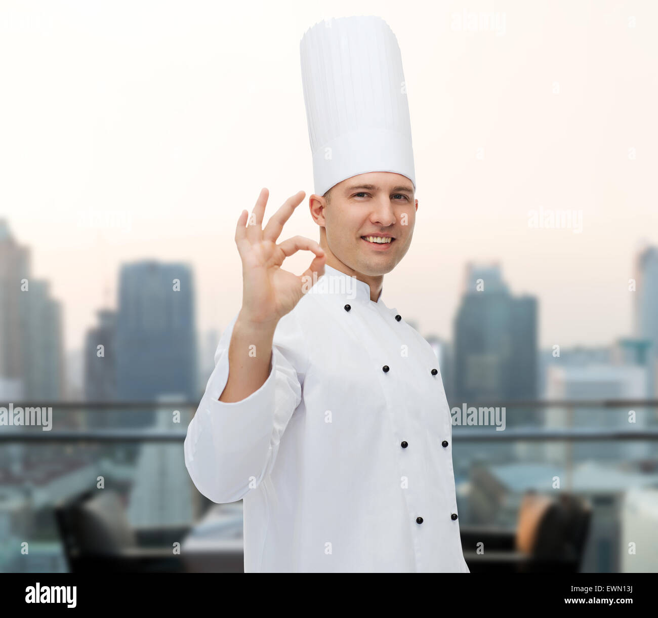 happy male chef cook showing ok sign Stock Photo - Alamy