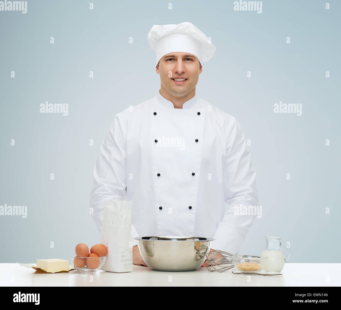 happy male chef cook baking Stock Photo - Alamy