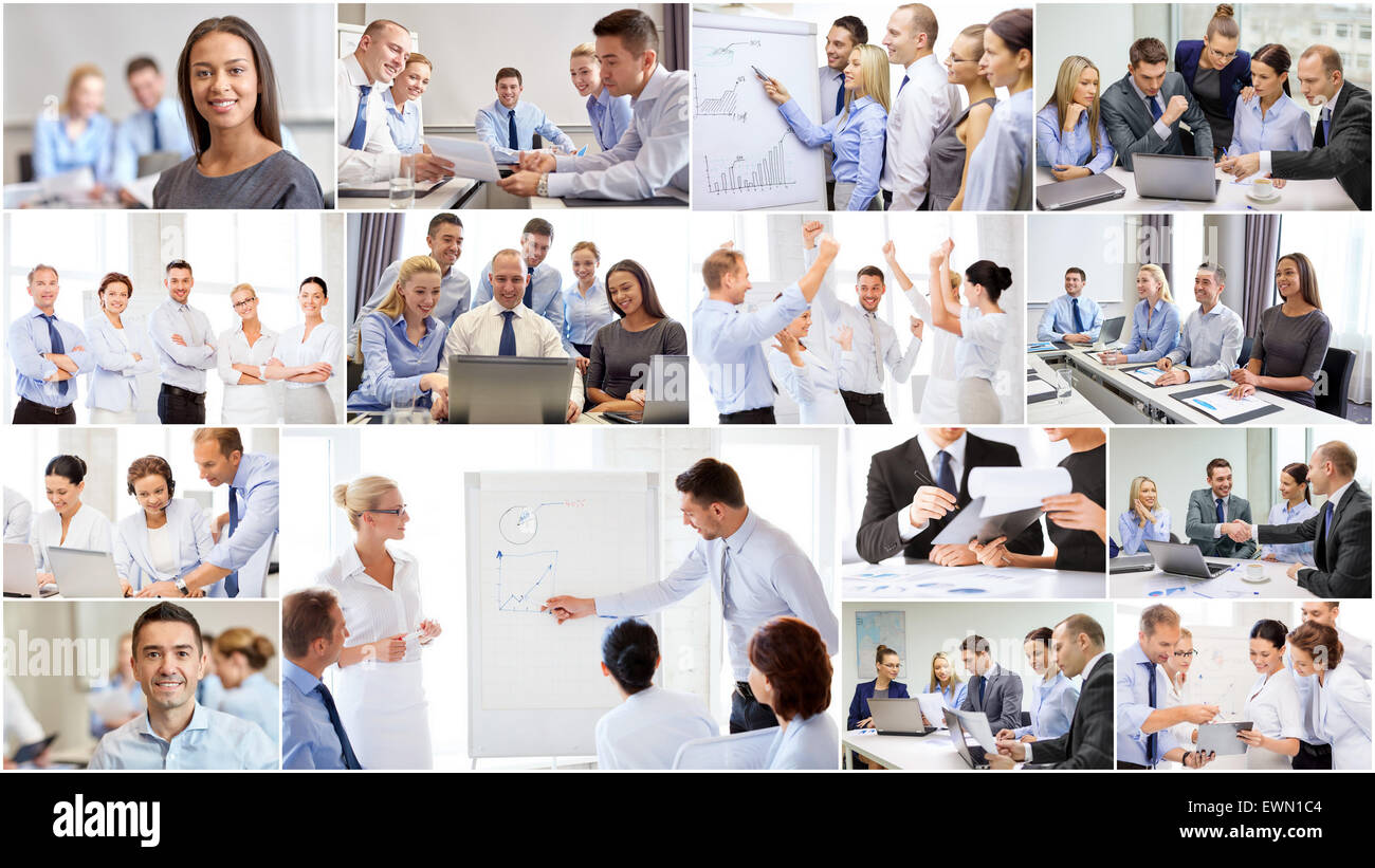collage with many business people in office Stock Photo - Alamy