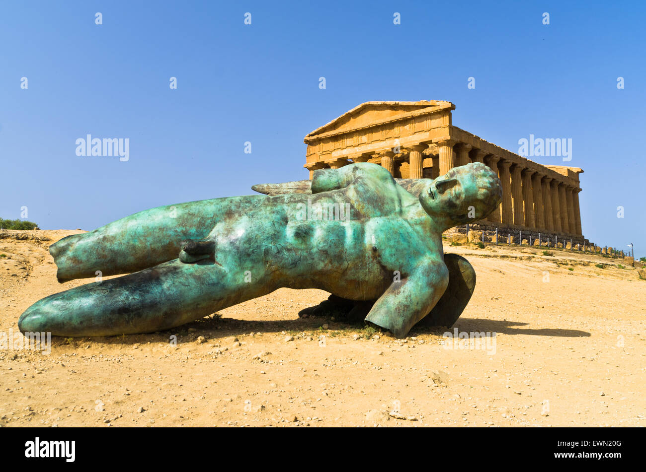Icarus statue in front of Temple of Concordia at Agrigento Valley of ...
