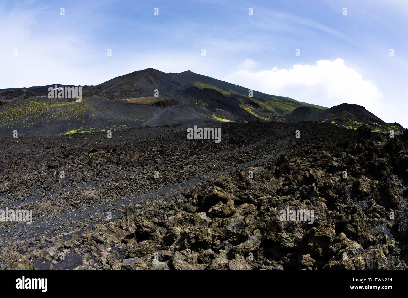 Mount Etna landscape with volcano craters in Sicily Stock Photo - Alamy