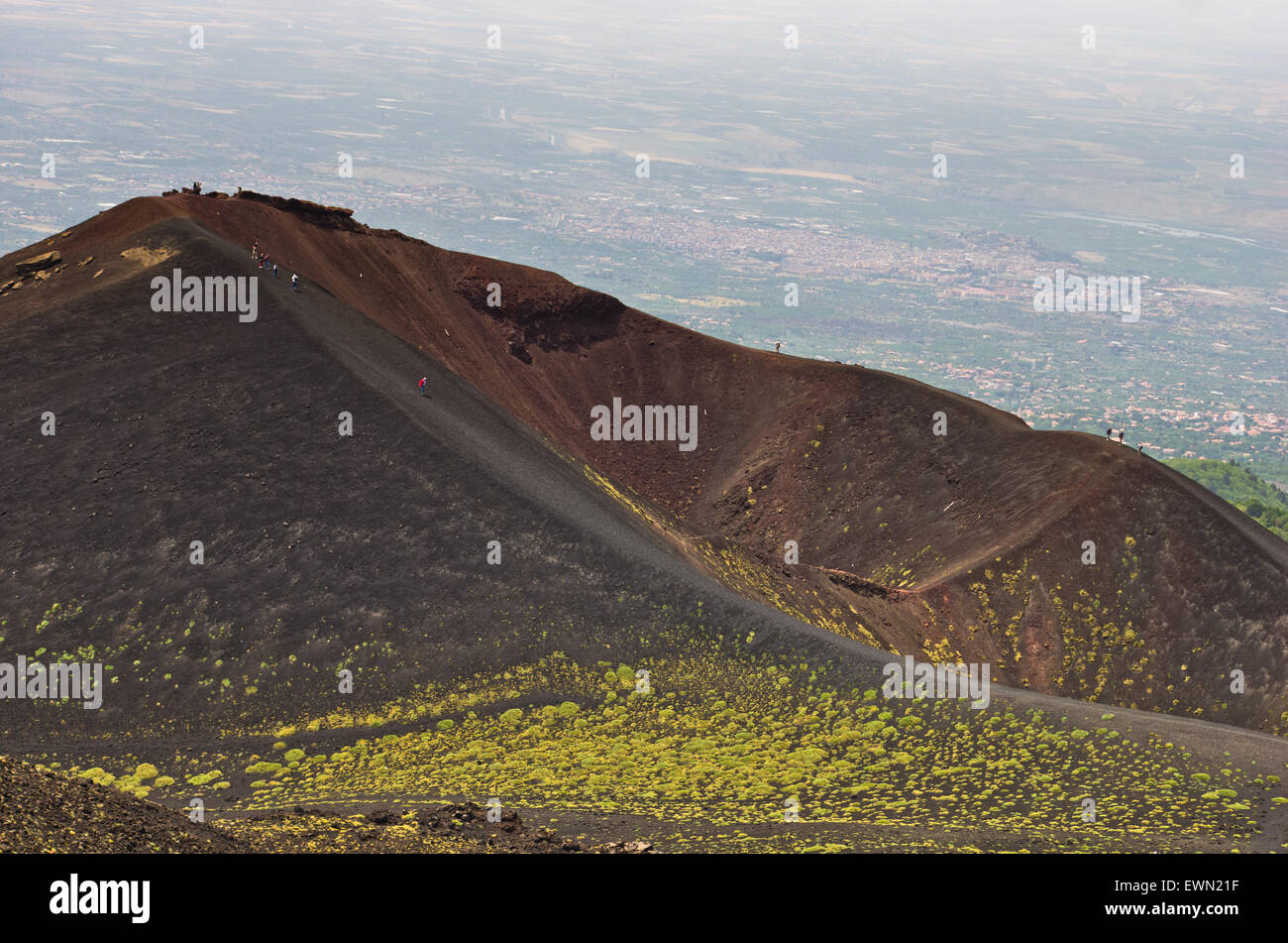 Mount Etna landscape with volcano craters in Sicily Stock Photo - Alamy