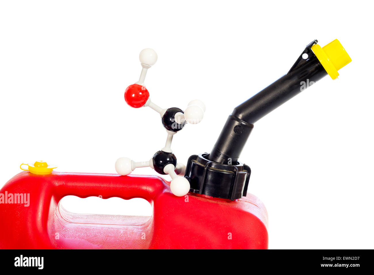 Ethanol atom on a red gas can Stock Photo - Alamy