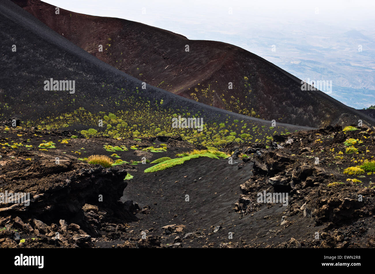 Mount Etna landscape with volcano craters in Sicily Stock Photo - Alamy