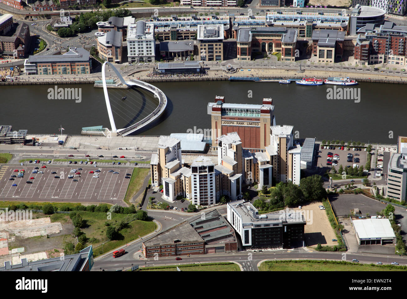 aerial view of The Baltic, River Tyne, Gateshead and Newcastle upon ...