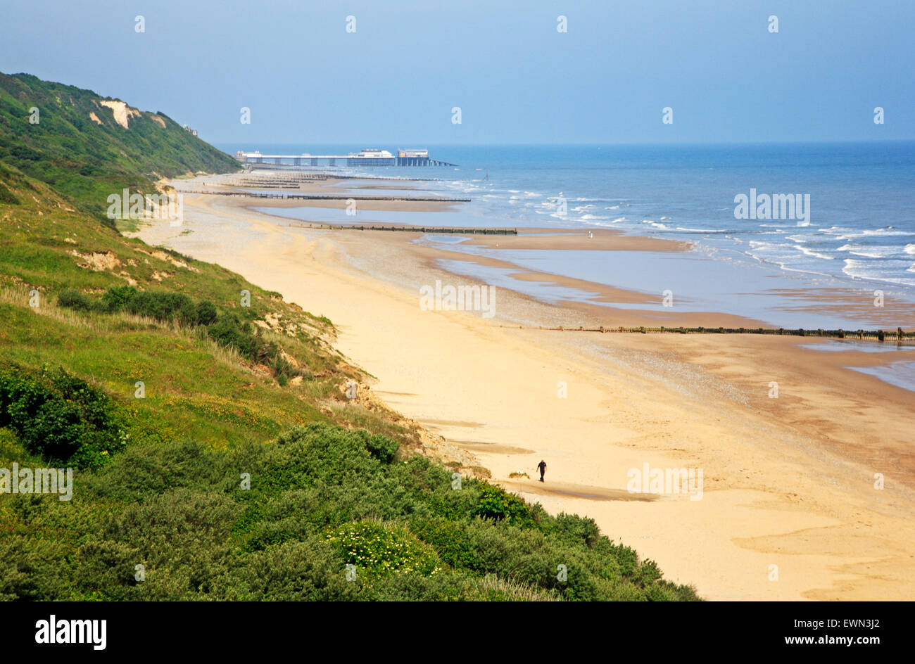 A view of the long sandy beach between Overstrand and Cromer on the ...