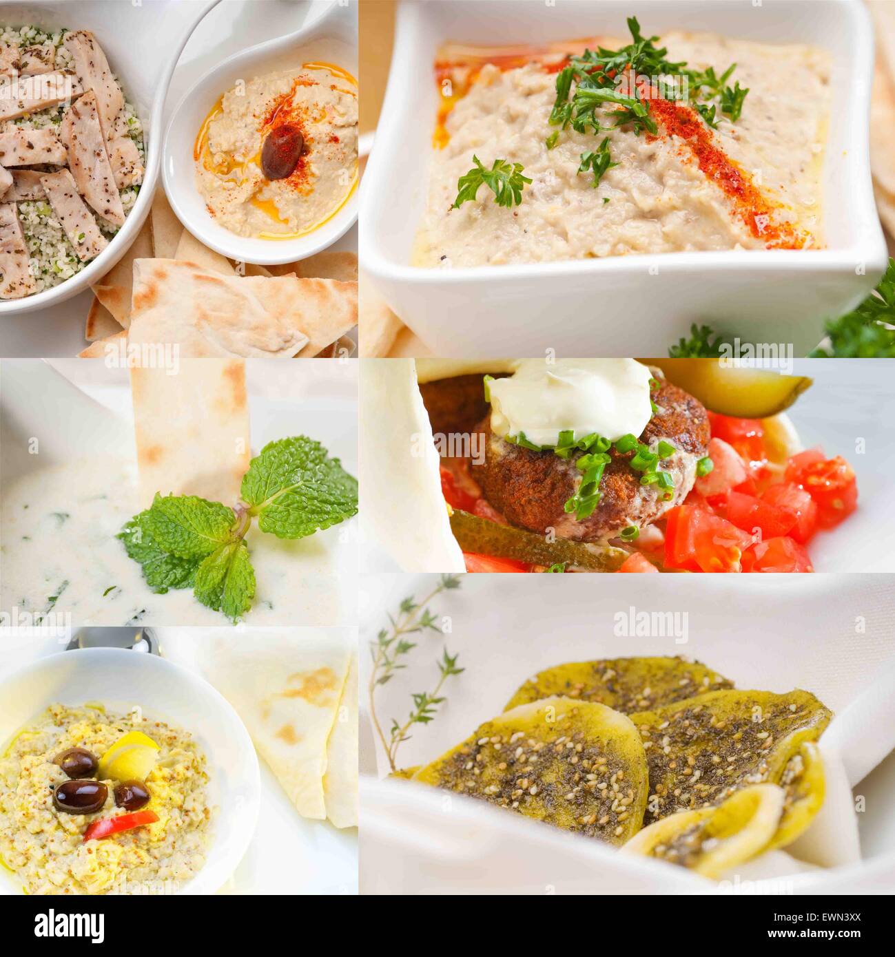 Arab middle eastern food collage collection on white frame Stock Photo ...