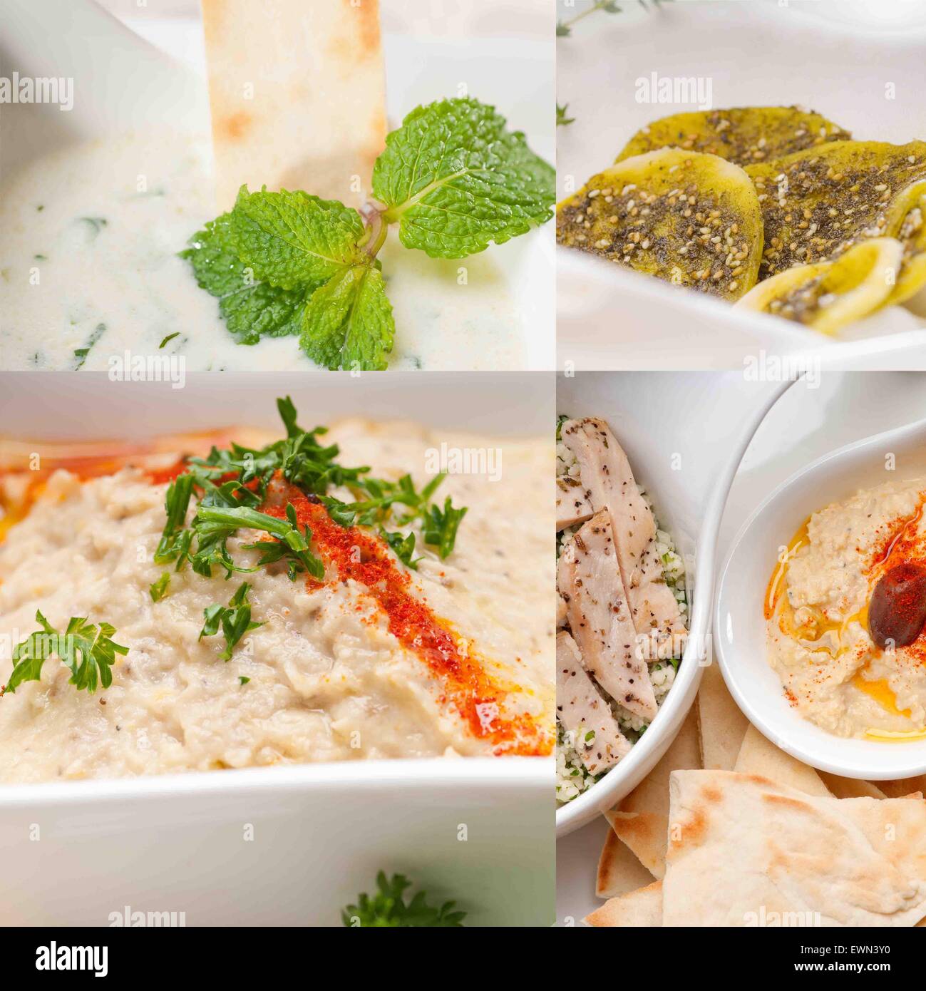 Arab middle eastern food collage collection on white frame Stock Photo ...