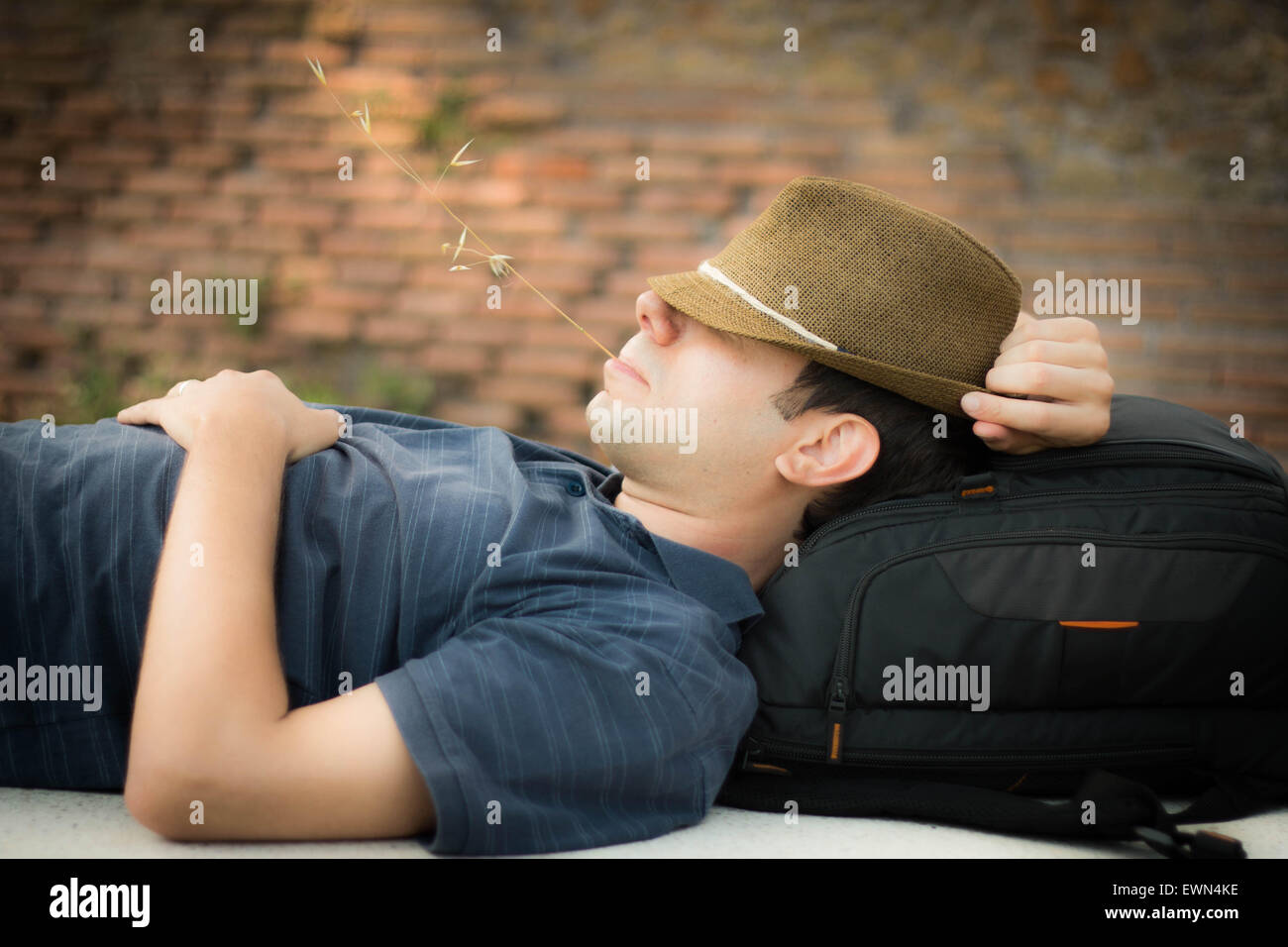 Relaxing like Tom Sawyer Stock Photo - Alamy