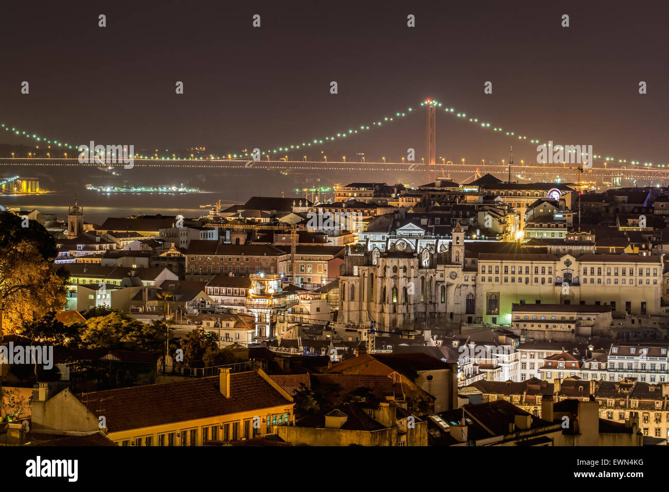 Lisbon night view bridge hi-res stock photography and images - Alamy