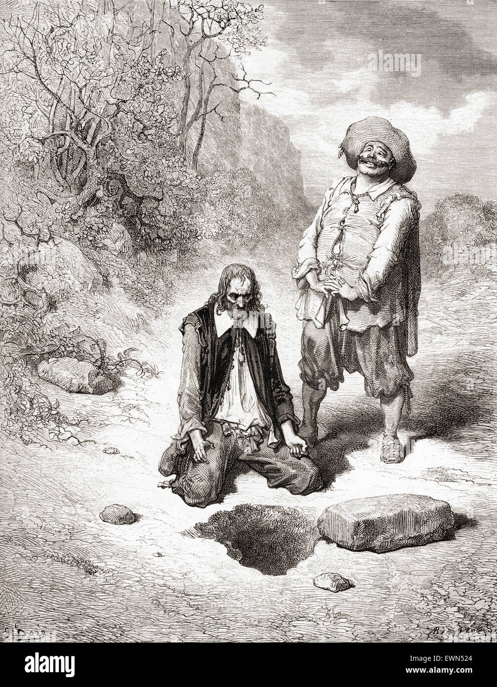 Gustave Doré's illustration of La Fontaine's fable The Miser Who Lost ...