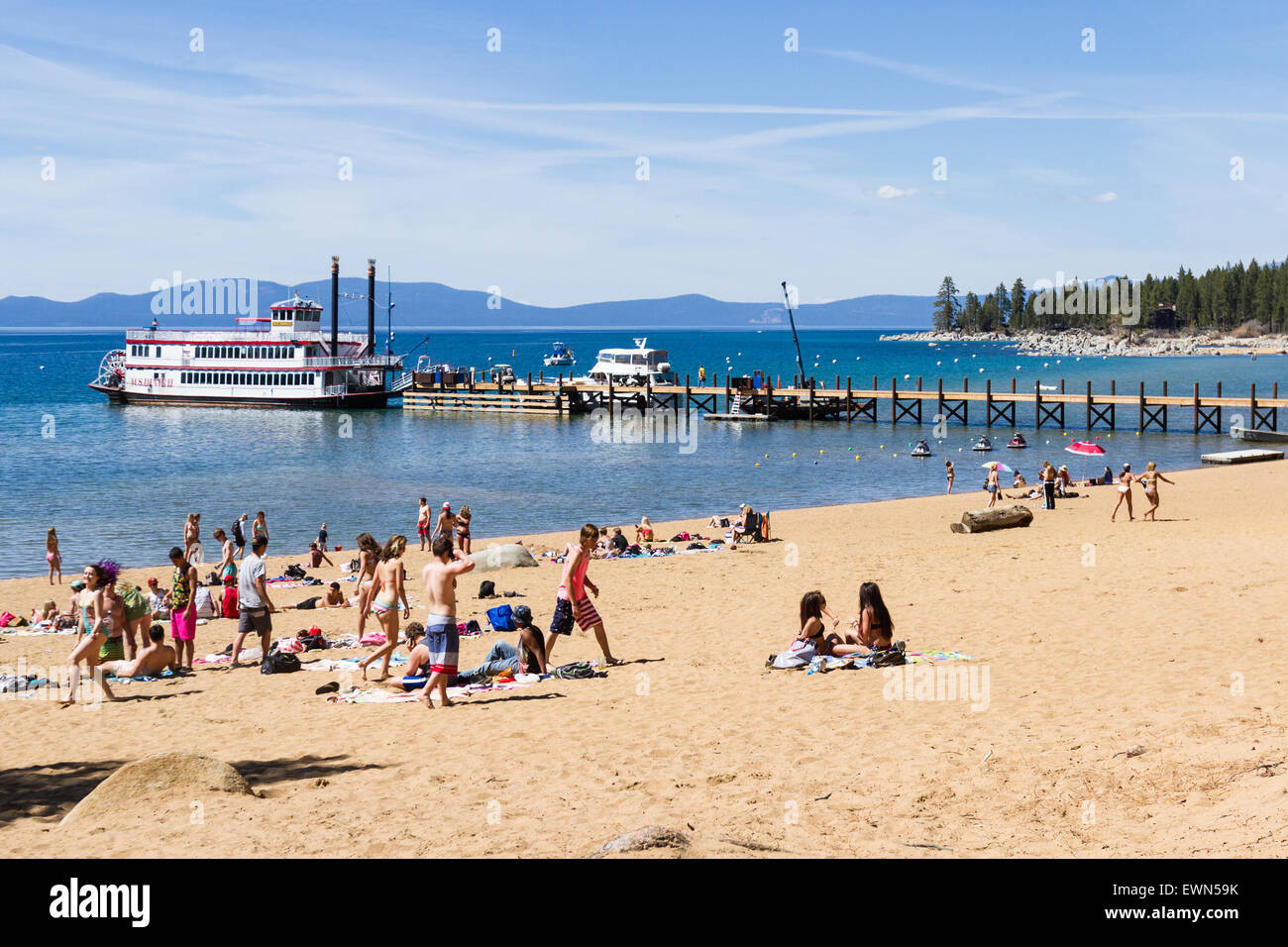 Lake Tahoe, Nevada - April 28 : Spring Break, College students enjoying ...