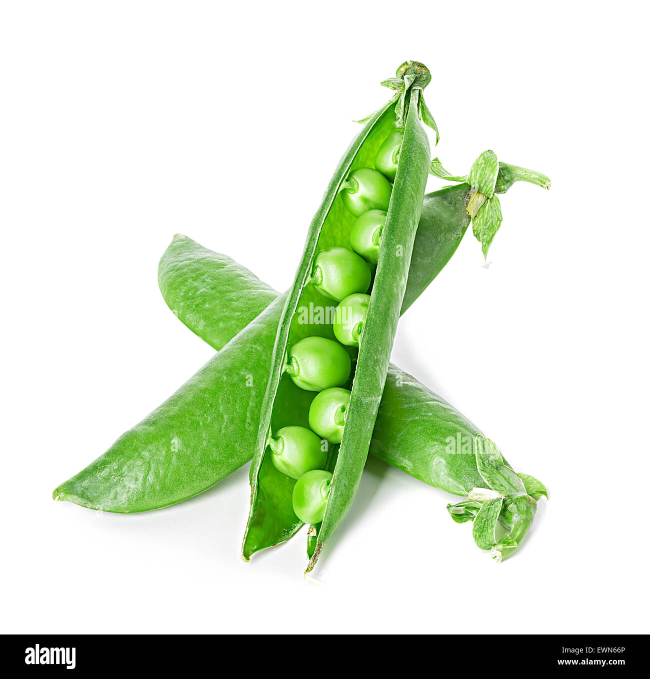 Fresh green peas pods isolated on white background Stock Photo - Alamy