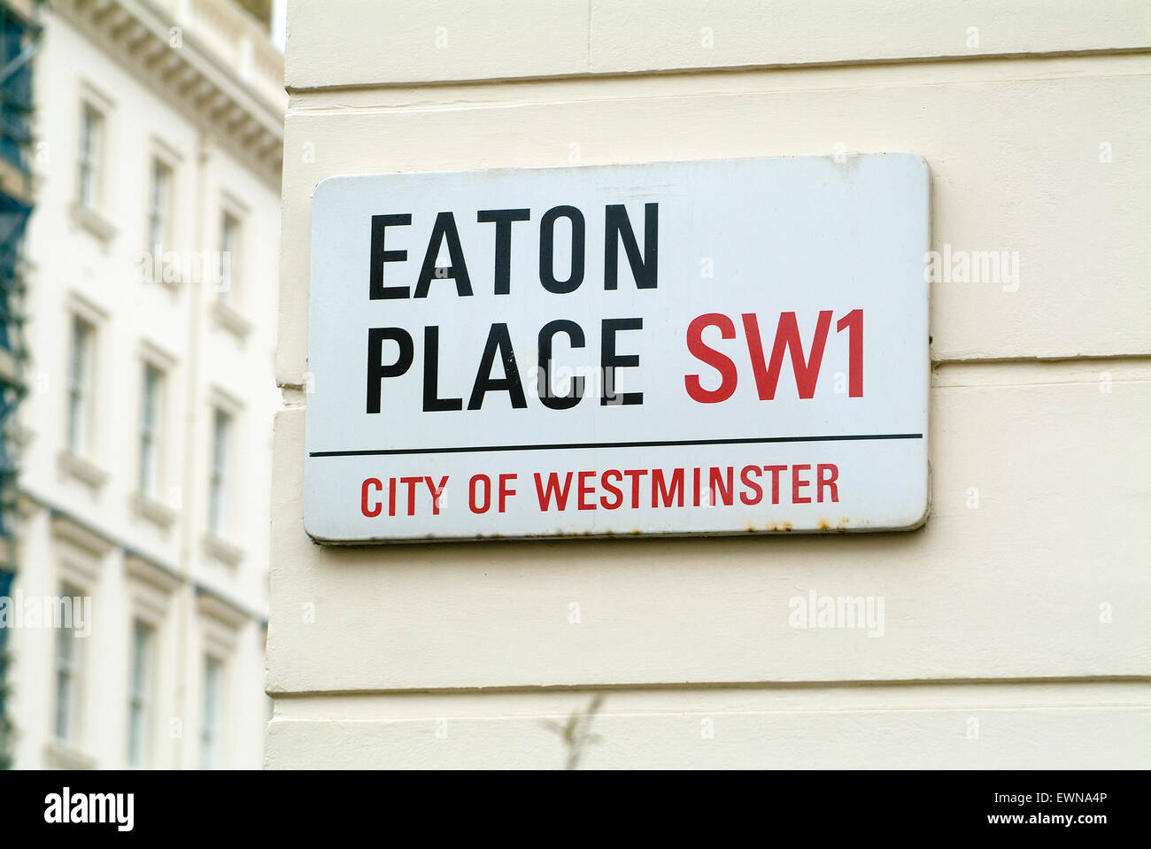 Eaton Place Belgravia street sign on house London England UK Europe ...