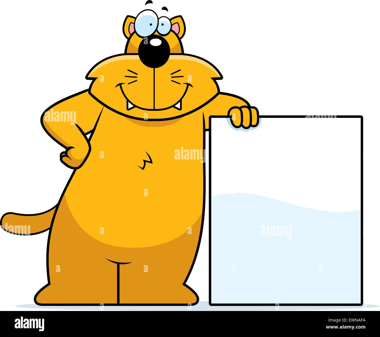 A happy cartoon cat leaning on a sign Stock Vector Image & Art - Alamy